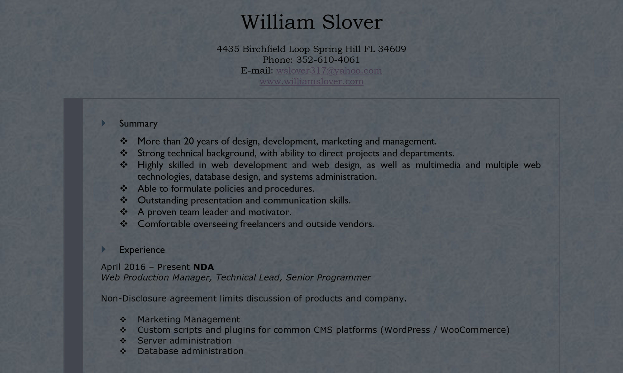 William Slover – Making the web a better place for over 20 years